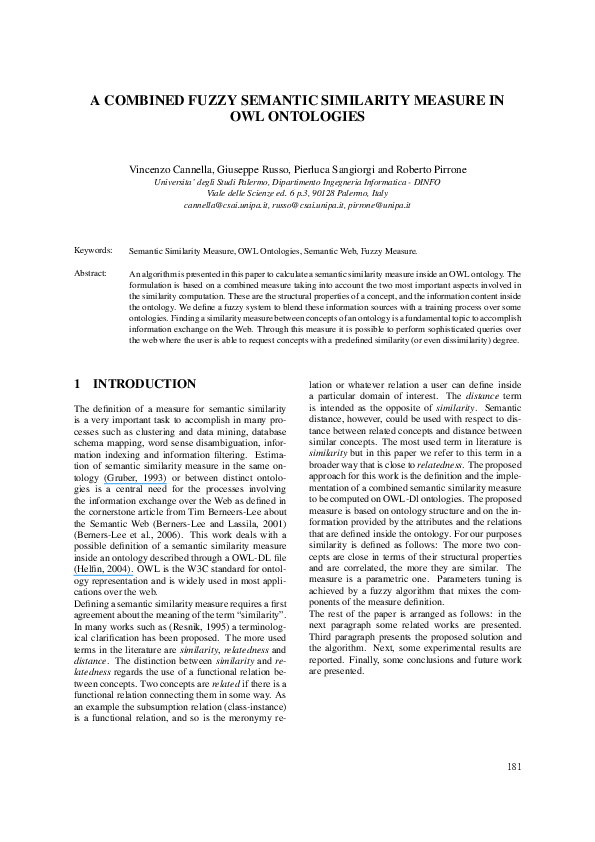 Pdf A Combined Fuzzy Semantic Similarity Measure In Owl Ontologies