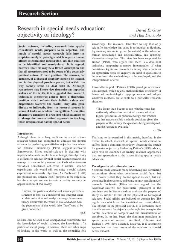 (PDF) Research Section: Research in Special Needs Education ...