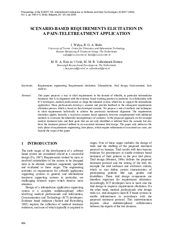 (PDF) Scenario-based Requirements Elicitation in a Pain-teletreatment ...