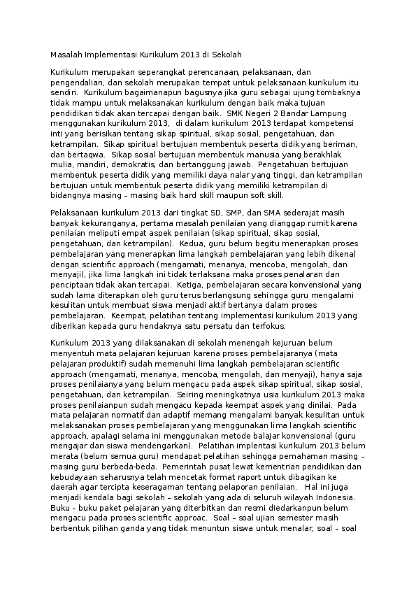 (DOC) Analisis implementasi k13 di sekolah, mi