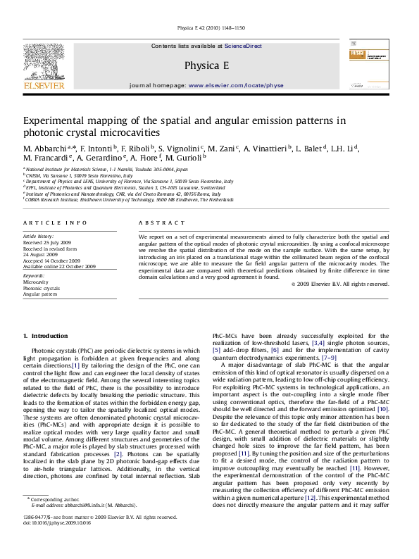 (PDF) Experimental mapping of the spatial and angular emission patterns ...