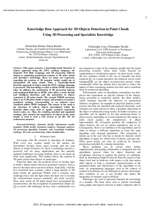 Pdf Knowledge Base Approach For 3d Objects Detection In Point Clouds