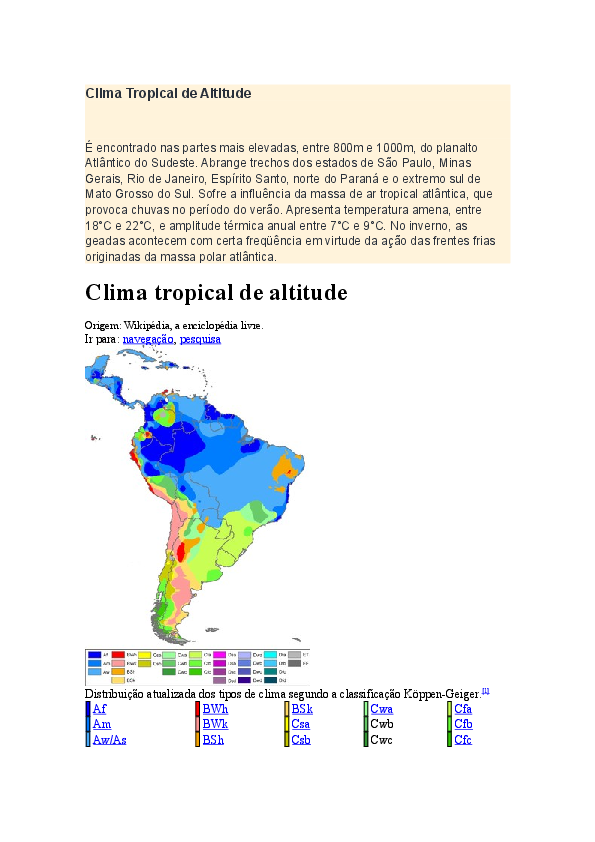 (DOC) Clima Tropical de Altitude