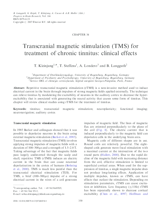 (PDF) Transcranial magnetic stimulation (TMS) for treatment of chronic ...