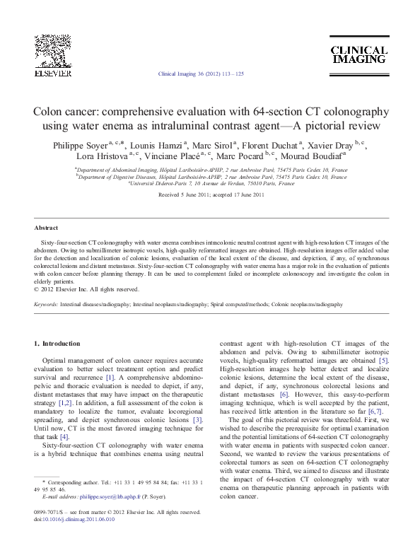 (PDF) Colon cancer: comprehensive evaluation with 64-section CT ...