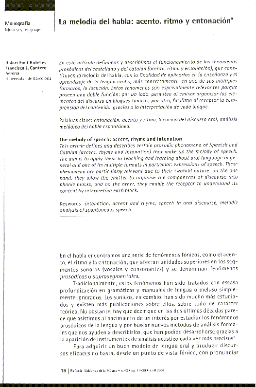 (PDF) Dolors Font-Rotchés & Francisco José Cantero Serena (2008): "La melodía del habla: acento ...