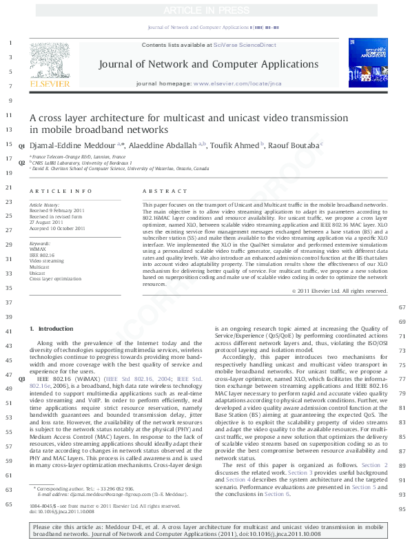 Pdf A Cross Layer Architecture For Multicast And Unicast Video