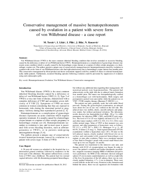 (PDF) Conservative management of massive hematoperitoneum caused by ...