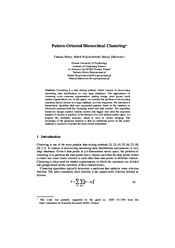 (PDF) Pattern-Oriented Hierarchical Clustering