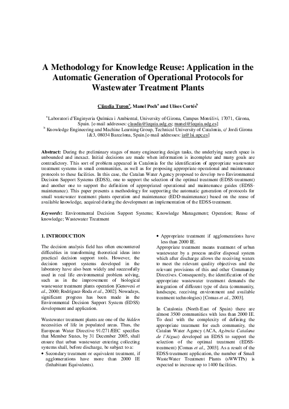(PDF) A Methodology for Knowledge Reuse: Application in the