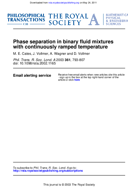 Pdf Phase Separation In Binary Fluid Mixtures With Continuously