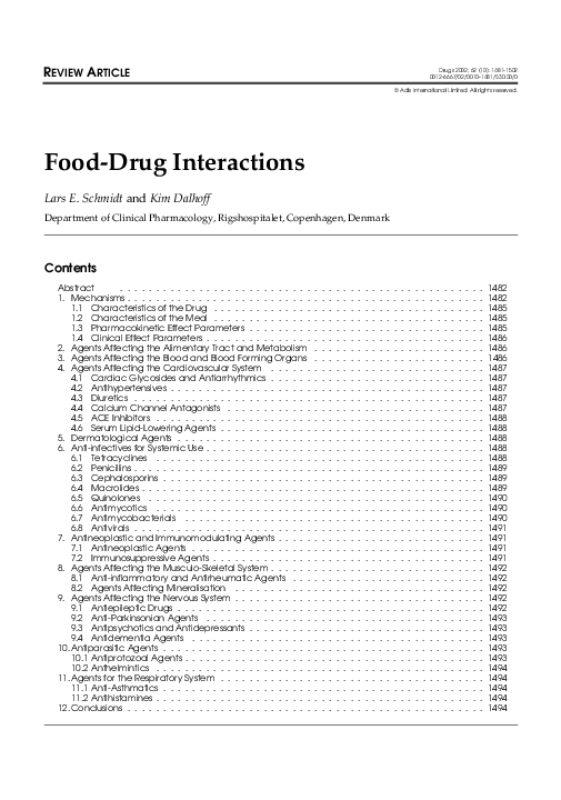 (PDF) Food-Drug Interactions