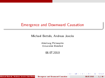 (PDF) Ontological Emergence and Downward Causation | Andreas Joecks ...