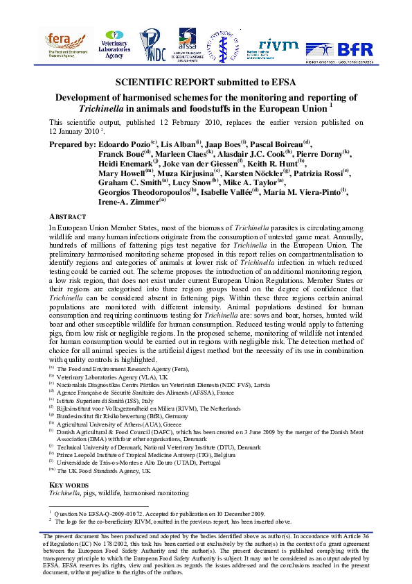 (PDF) Development of harmonised schemes for the monitoring and ...