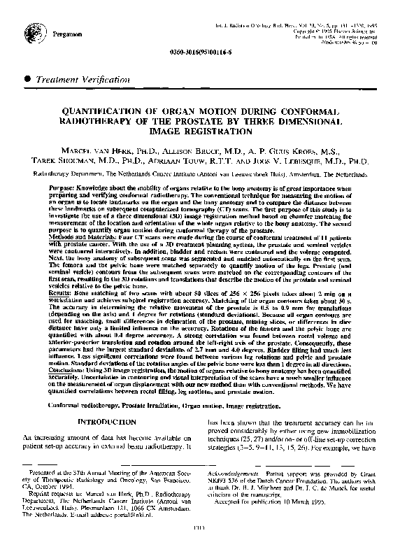 (PDF) Quantification of organ motion during conformal radiotherapy of ...