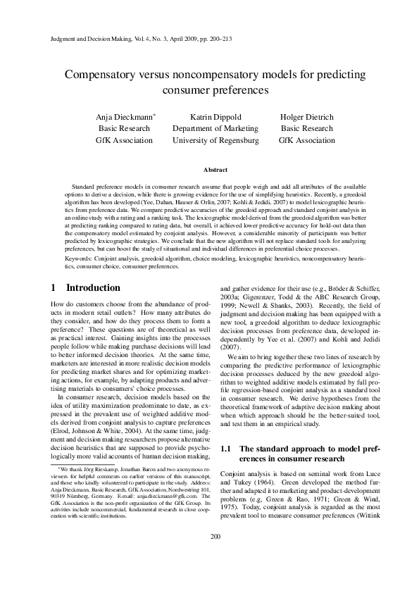 (PDF) Compensatory versus noncompensatory models for predicting ...