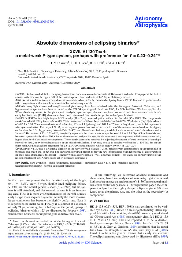 (PDF) Absolute dimensions of eclipsing binaries