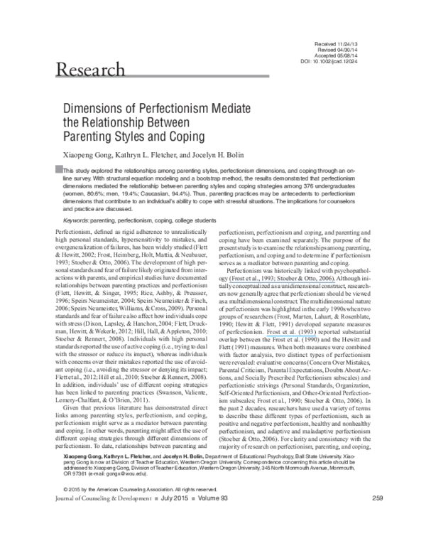 (PDF) Dimensions of Perfectionism Mediate the Relationship Between ...
