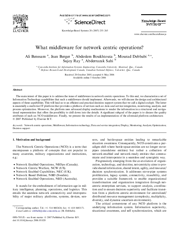 (PDF) What middleware for network centric operations?