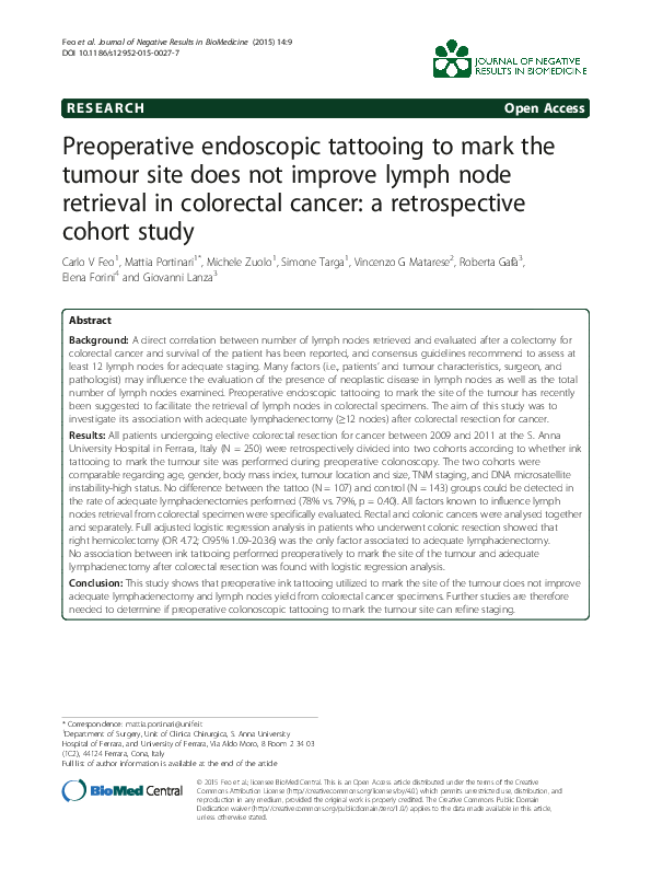 (PDF) Preoperative endoscopic tattooing to mark the tumour site does ...