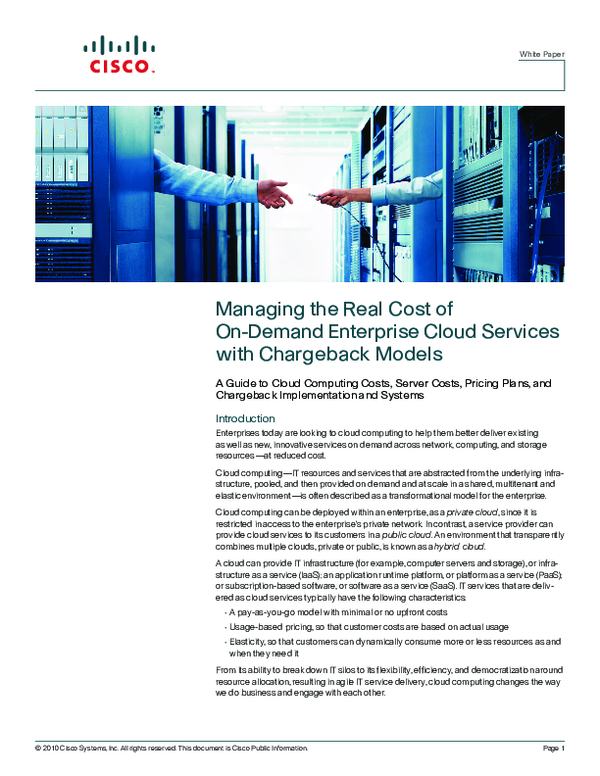 (PDF) Cloud Chargeback Models White Paper