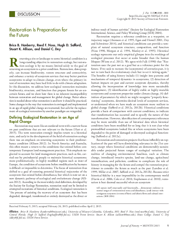 Restoration Is Preparation for the Future