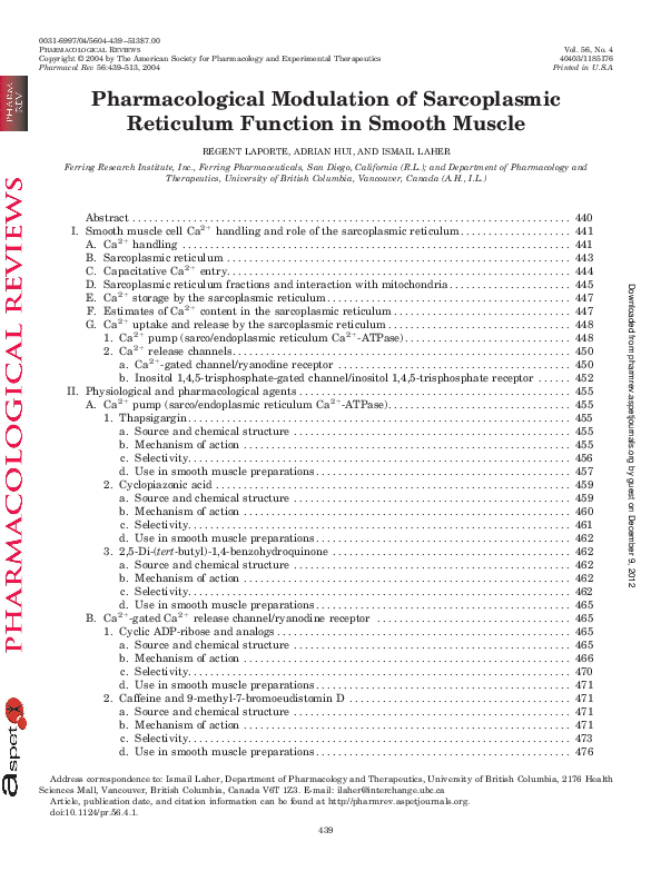 (PDF) Pharmacological Modulation of Sarcoplasmic Reticulum Function in ...
