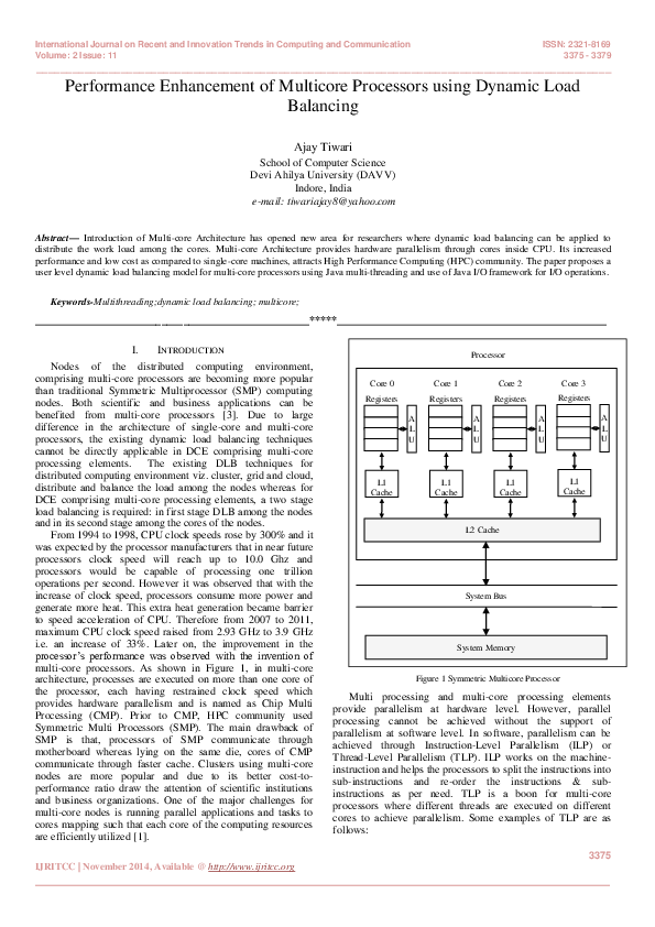 (PDF) Performance Enhancement o f Multicore Processors u sing Dynamic Load Balancing