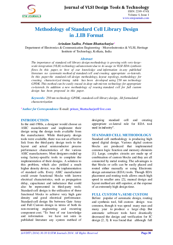 Methodology of Standard Cell Library Design in .LIB Format