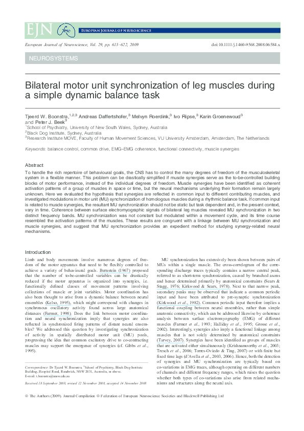 (PDF) Bilateral motor unit synchronization of leg muscles during a ...