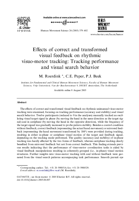 (PDF) Effects of correct and transformed visual feedback on rhythmic ...