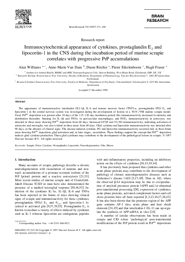 (PDF) Immunocytochemical appearance of cytokines, prostaglandin E2 and ...