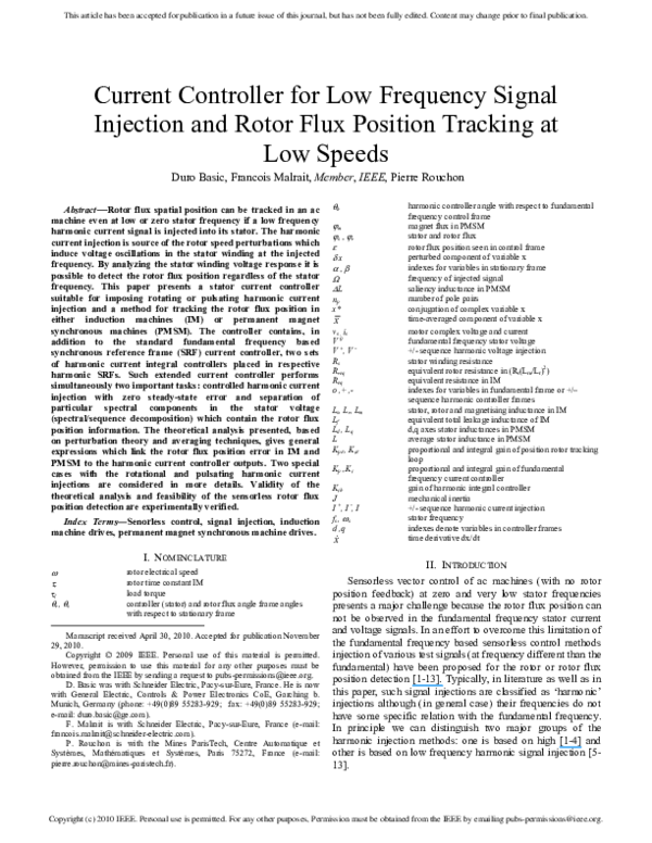 (PDF) Current Controller for Low-Frequency Signal Injection and Rotor ...