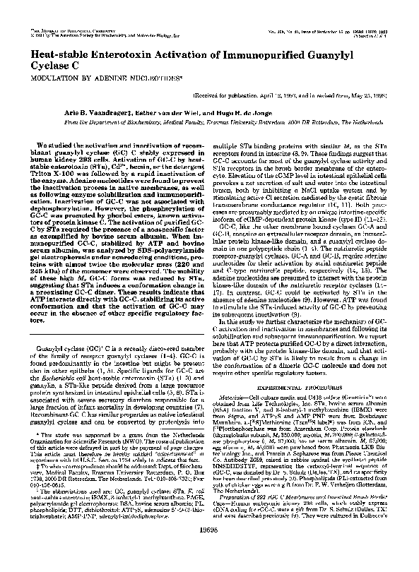 (PDF) Heat-stable enterotoxin activation of immunopurified guanylyl ...
