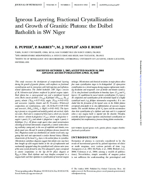 (PDF) Igneous Layering, Fractional Crystallization and Growth of ...