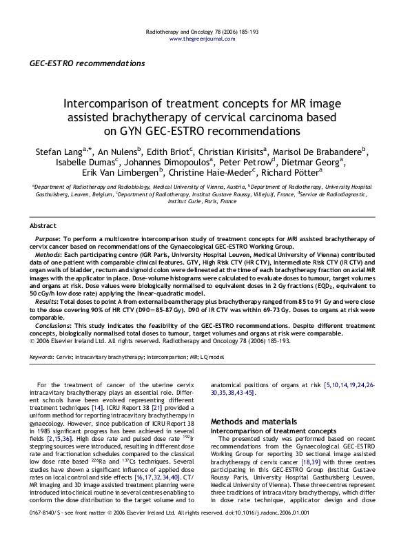 (PDF) Intercomparison of treatment concepts for MR image assisted ...