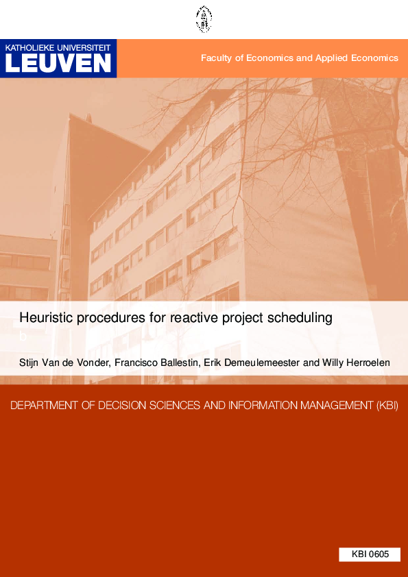 (PDF) Heuristic procedures for reactive project scheduling