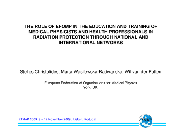 (PDF) The Role of EFOMP in the Education and Training of Medical ...