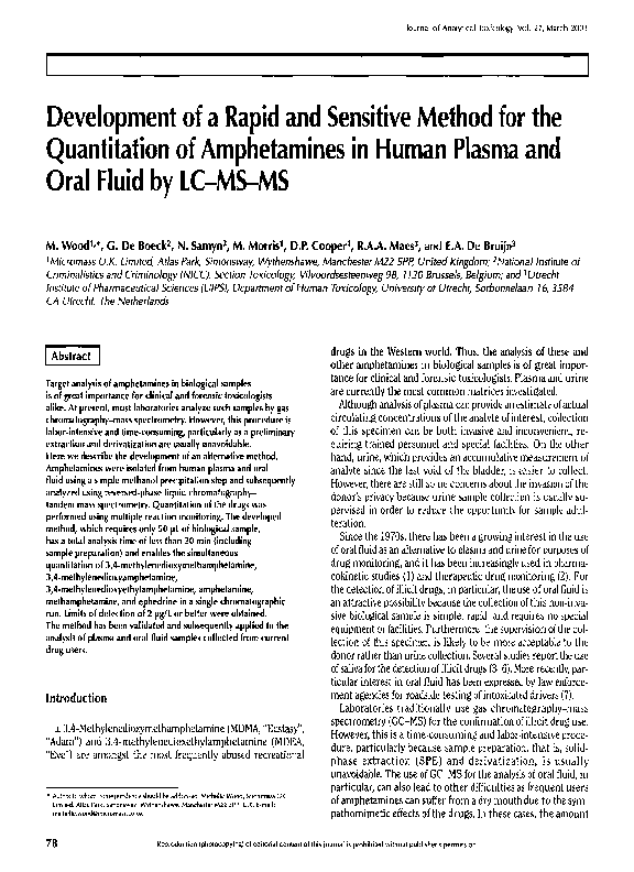 (PDF) Development of a Rapid and Sensitive Method for the Quantitation of Amphetamines in Human ...