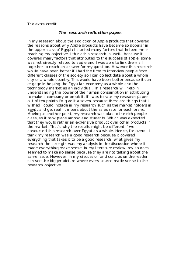 (DOC) Research reflection paper