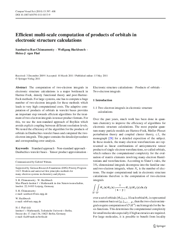 Pdf Efficient Two Electron Integral Computation