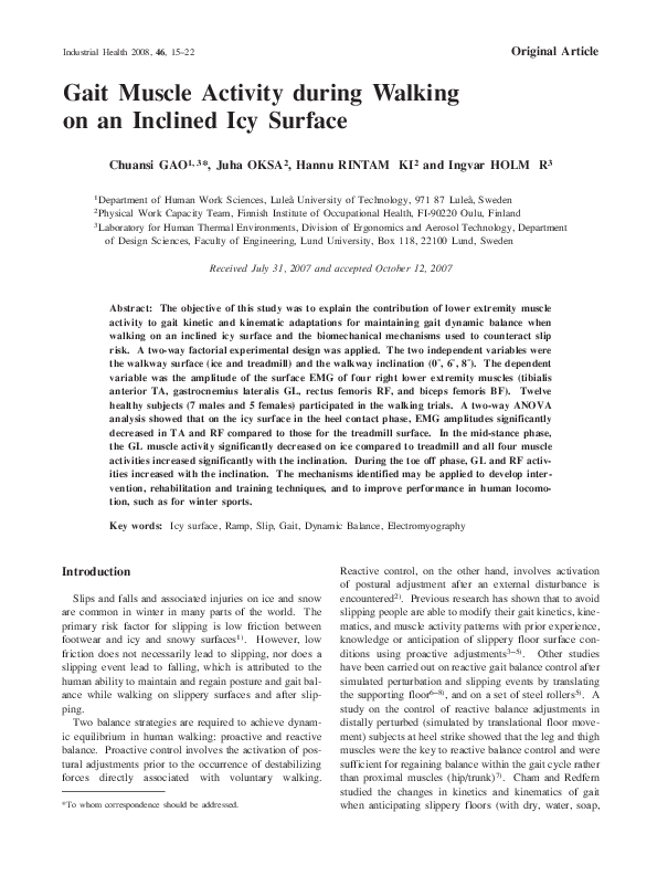 (PDF) Gait Muscle Activity during Walking on an Inclined Icy Surface