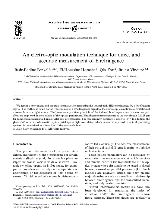 (PDF) An electro-optic modulation technique for direct and accurate ...