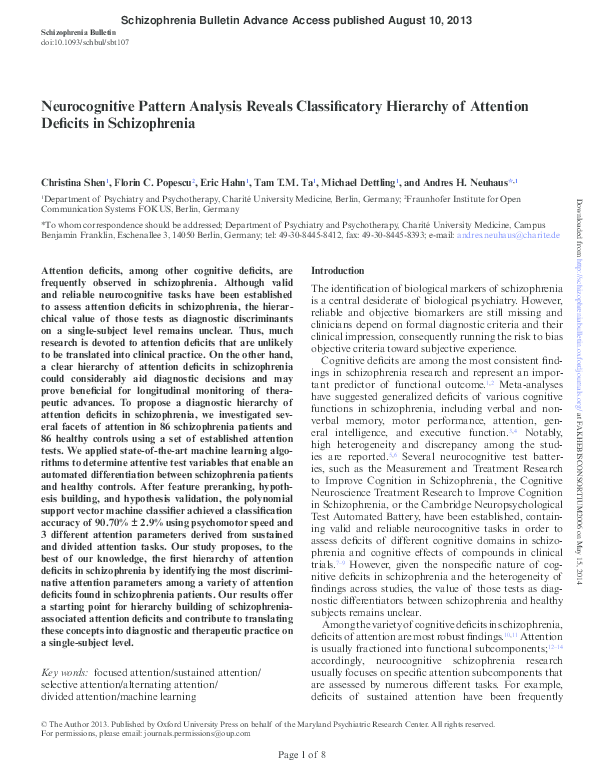 (PDF) Neurocognitive Pattern Analysis Reveals Classificatory Hierarchy ...