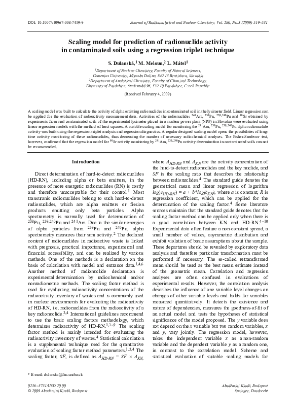 (PDF) ADC02 Scaling model for prediction of radionuclide activity