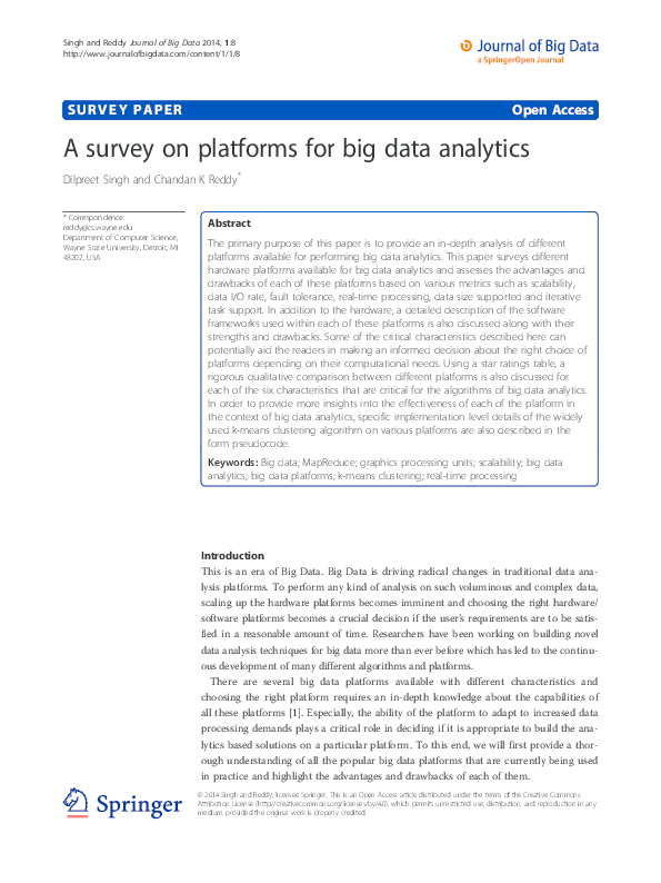 (PDF) A survey on platforms for big data analytics