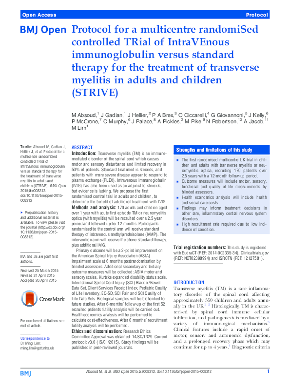 (PDF) Protocol for a multicentre randomiSed controlled TRial of ...