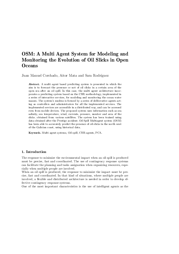 (PDF) OSM: A Multi-Agent System for Modeling and Monitoring the Evolution of Oil Slicks in Open ...