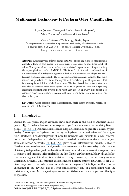 (PDF) Multi-agent Technology to Perform Odor Classification