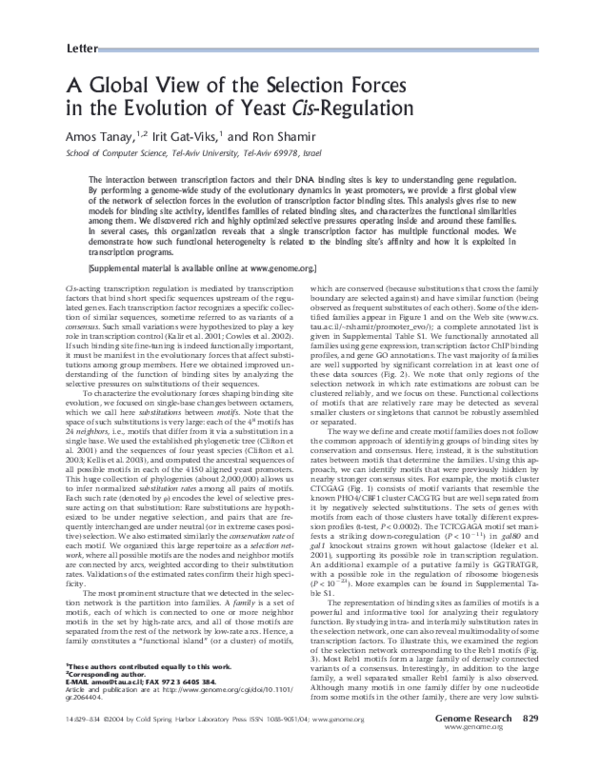 Pdf A Global View Of The Selection Forces In The Evolution Of Yeast